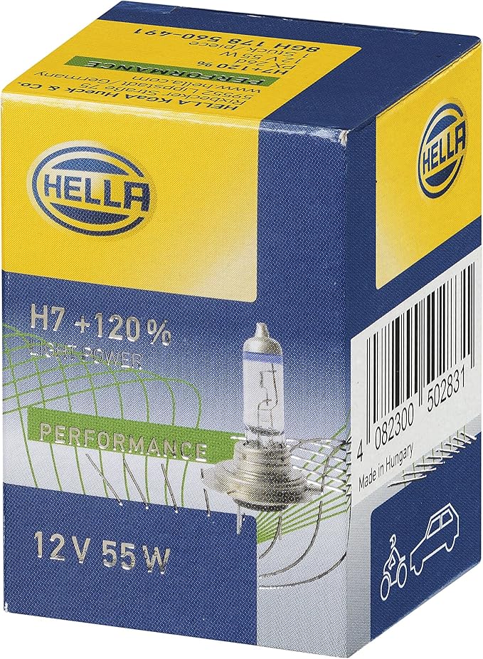 HELLA 8GH 178 560-491 Lámpara - H7 - 12V/55W - PX 26 D - +120: Amazon ...