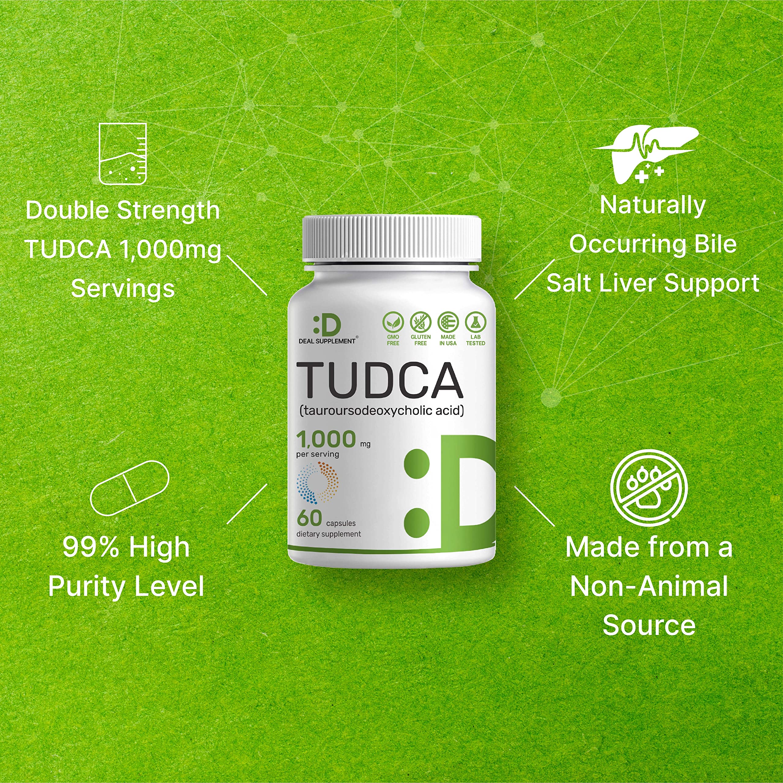 Mua TUDCA 1000mg, 60 Capsules – Ultra Strength Bile Salt Supplement, 99 ...