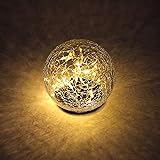 Garden Solar Ball Lights Globe Cracked Glass Outdoor Lamp Waterproof ...