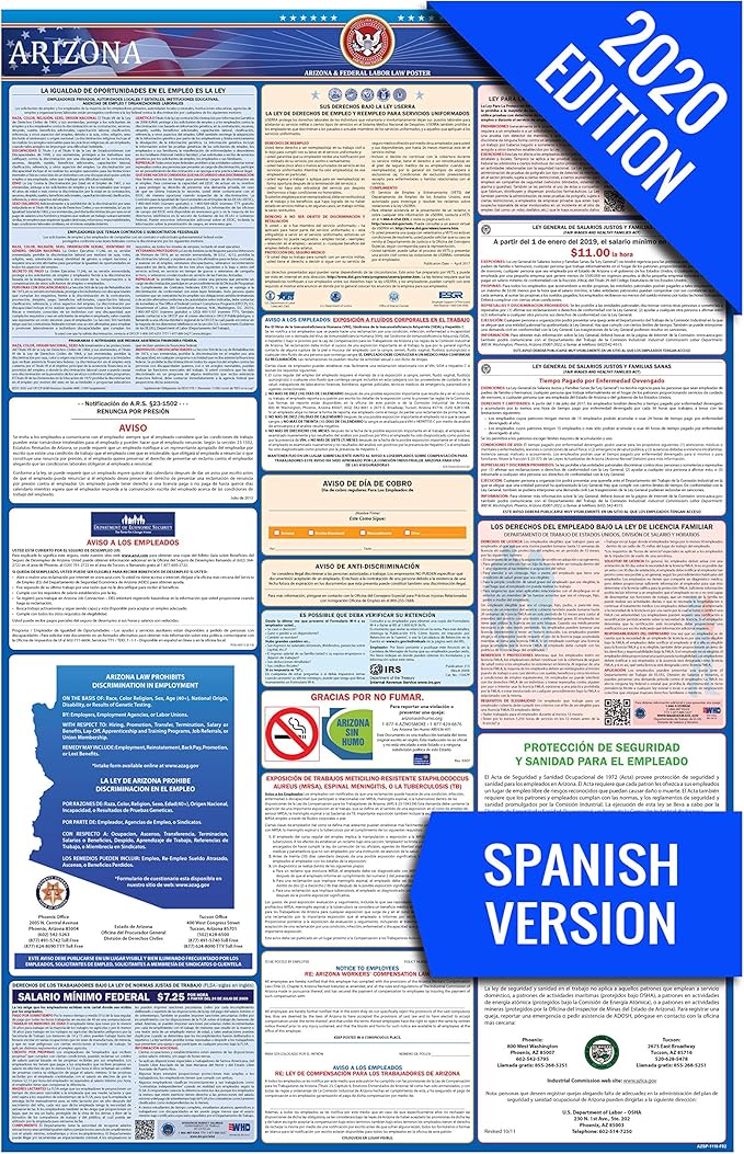 Amazon.com: AZ Labor Law Poster, 2020 Edition - State, Federal and OSHA ...
