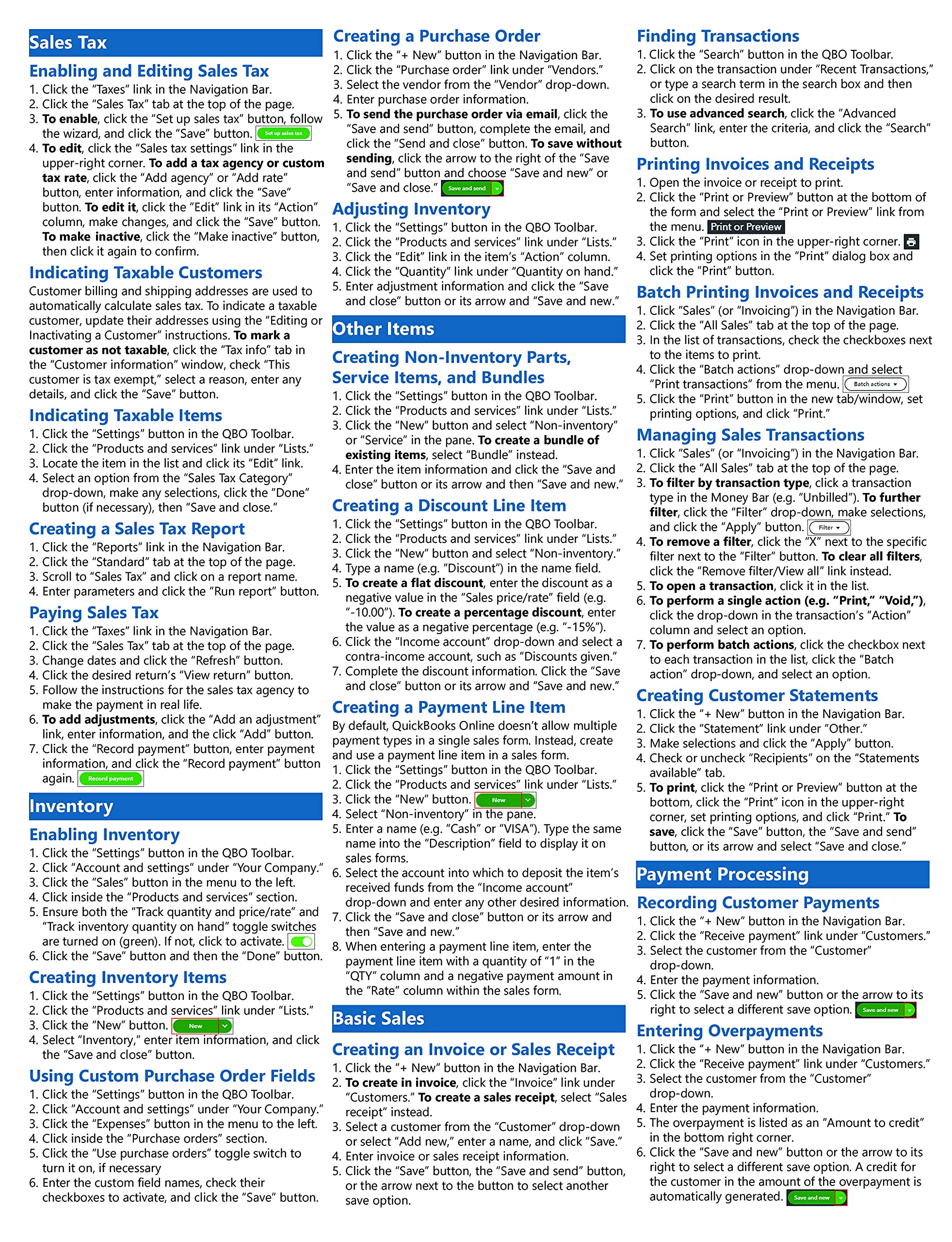 Mua QuickBooks Online Quick Reference Training Card - Laminated ...