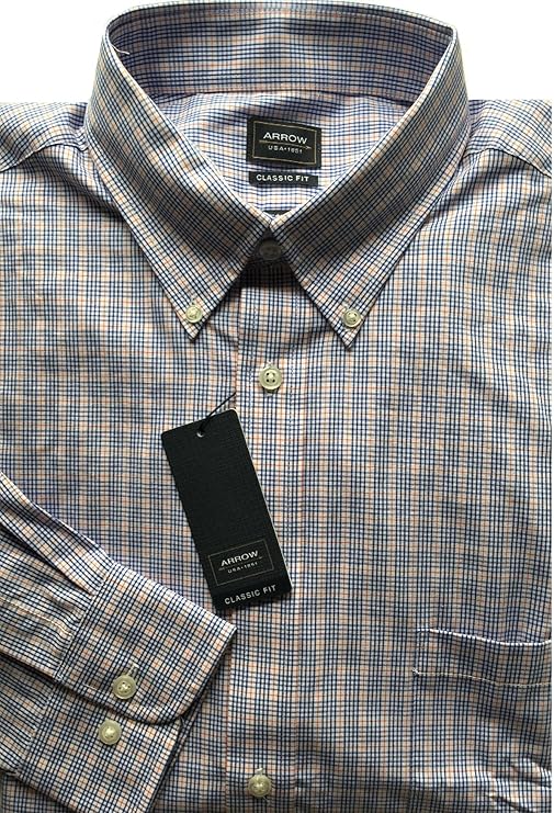 Arrow Men Dress Shirt Classic Fit Wrinkle Free Blue (M-15-15.5 32/33 ...