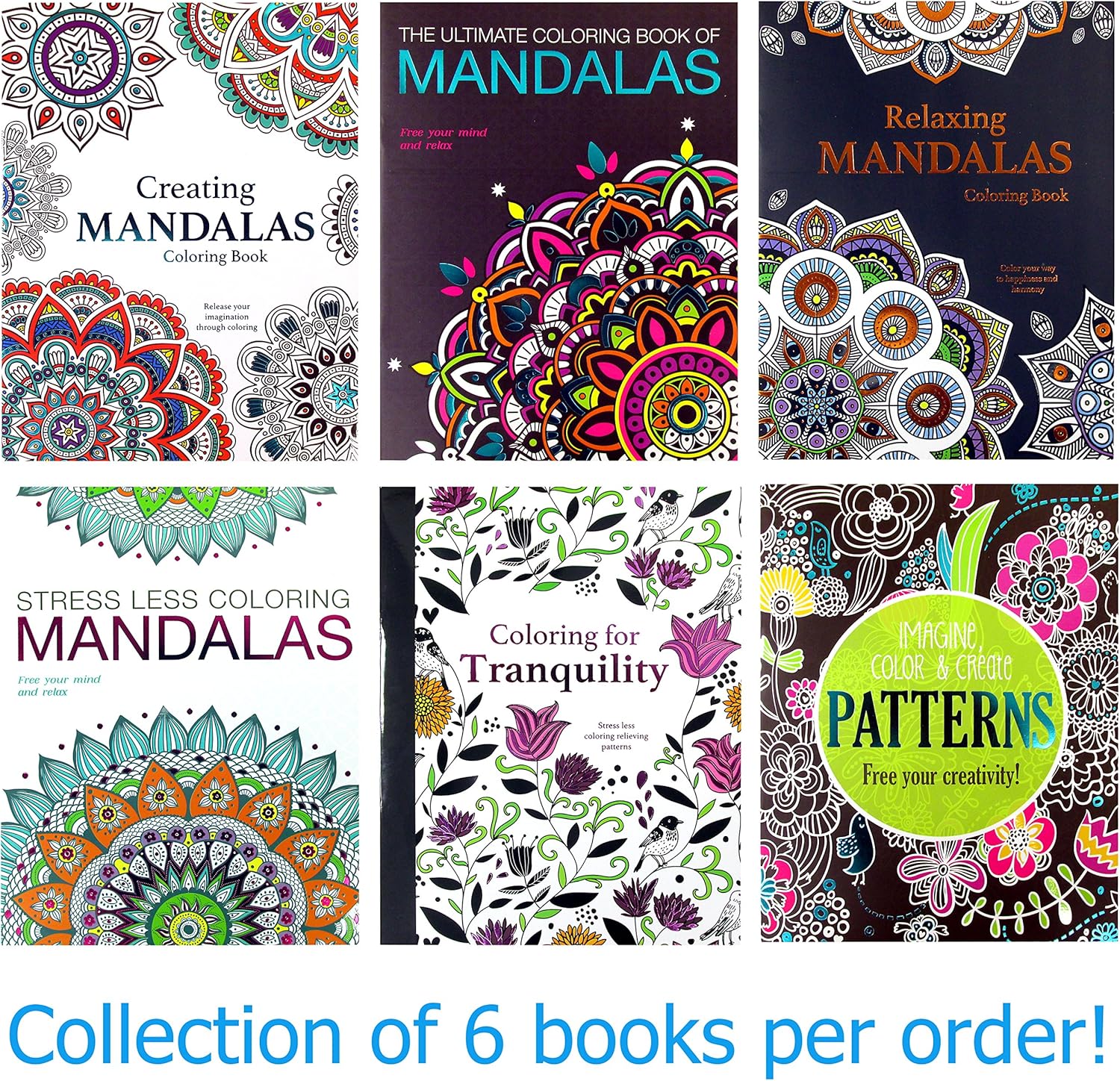 Amazon.com: Adult Coloring Book Set: 6 Book Set - 4 Mandalas Books Plus ...