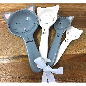 Amazon.com: Cat Stainless Steel Measuring Spoon Set: Kitchen & Dining