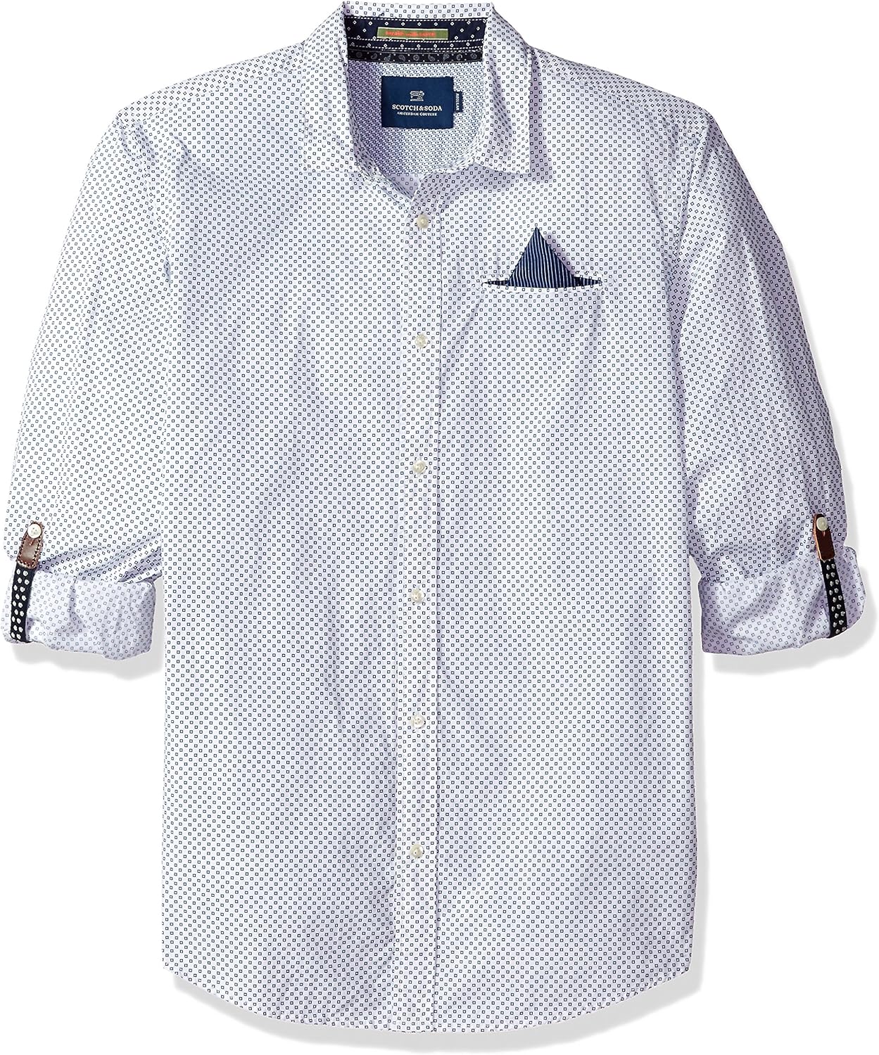 Scotch & Soda Men's Classic Shirt with Fixed Pochet and Sleeve ...
