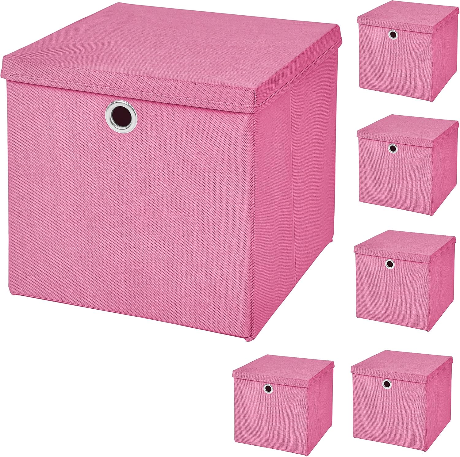 6 Stück Faltbox Rosa 28 x 28 x 28 cm Aufbewahrungsbox faltbar mit ...