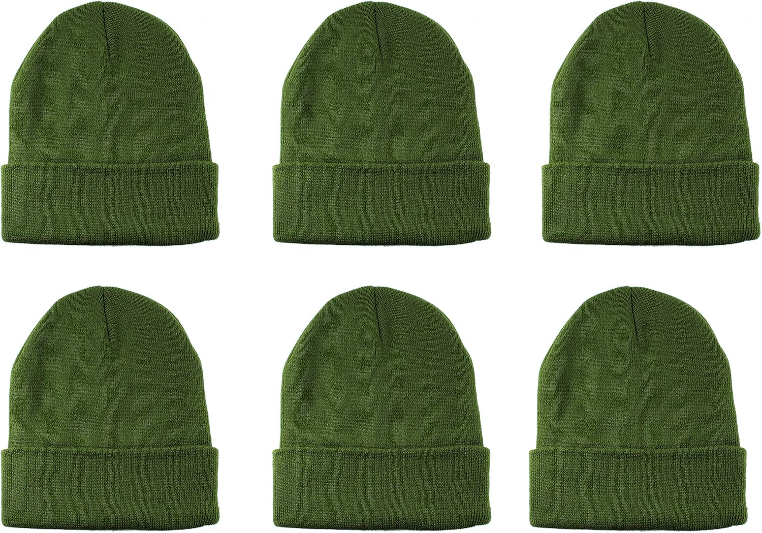 Gelante Unisex Knitted Winter Beanie Hat 6 Pcs - Green - One size ...