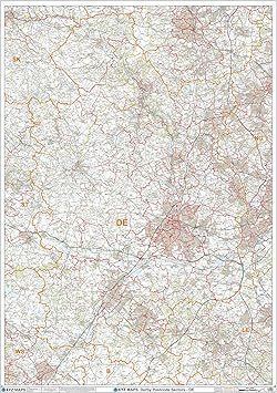 Derby - DE - Postcode Wall Map - Paper: Amazon.co.uk: Office Products