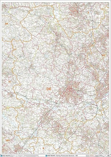 Derby - DE - Postcode Wall Map - Paper: Amazon.co.uk: Office Products