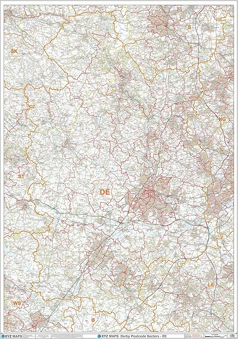 Derby - DE - Postcode Wall Map - Paper: Amazon.co.uk: Office Products