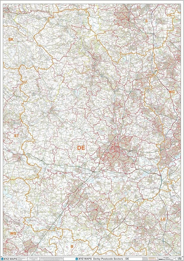 Derby - DE - Postcode Wall Map - Paper: Amazon.co.uk: Office Products
