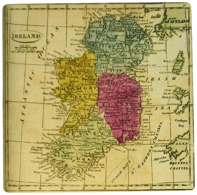 Amazon.com : 3dRose Print of 1808 Map of Ireland and Oceans Mouse Pad ...