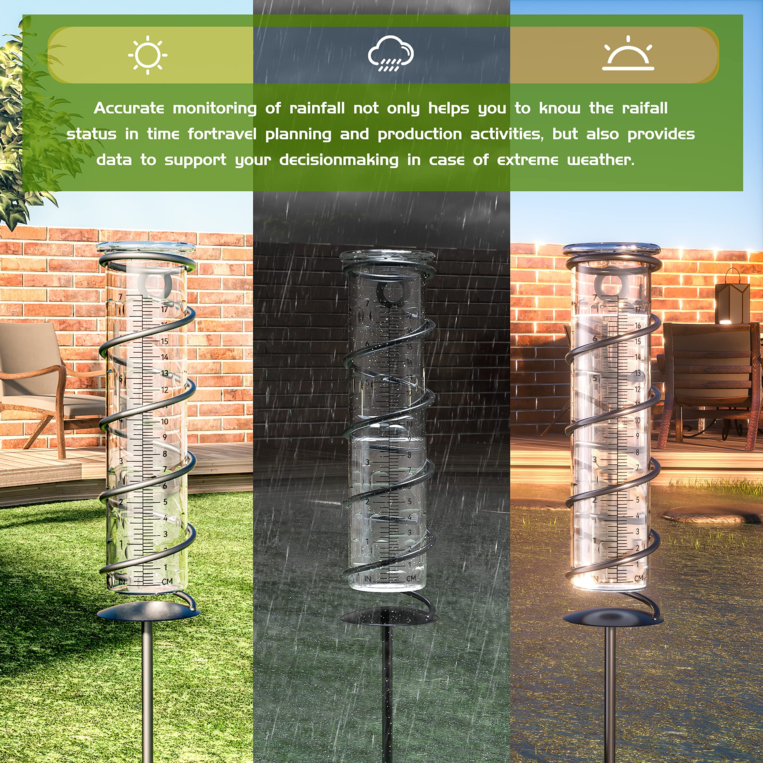 Mua USESMTLE Rain Gauge Outdoor, 7 Inch Glass Rain Gauge with Stake and ...