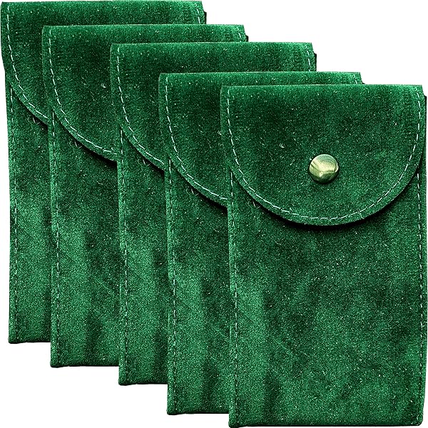 Green Velvet Watch Pouch w/Insert and Premium Microfiber Cloth 5-pack ...