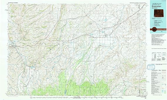 Amazon.com : YellowMaps Evanston WY topo map, 1:100000 Scale, 30 X 60 ...