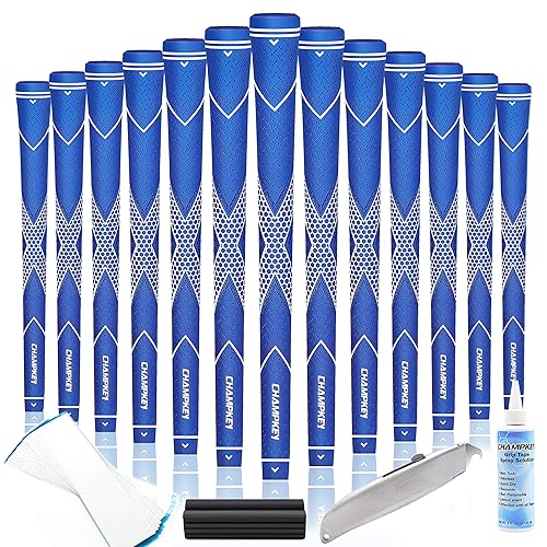 CHAMPKEY Premium Rubber Golf Grips 13 Pack | High Traction and Feedback ...