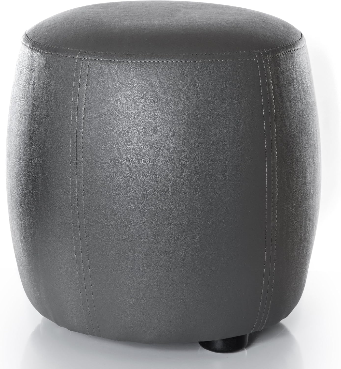 Puff - runder Hocker in GRAU in matter Lederoptik - sehr schöne ...