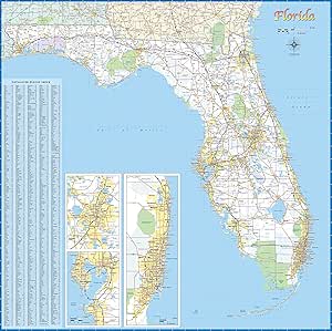 Amazon.com : Florida Laminated Wall Map (42” x 42”) : Office Products