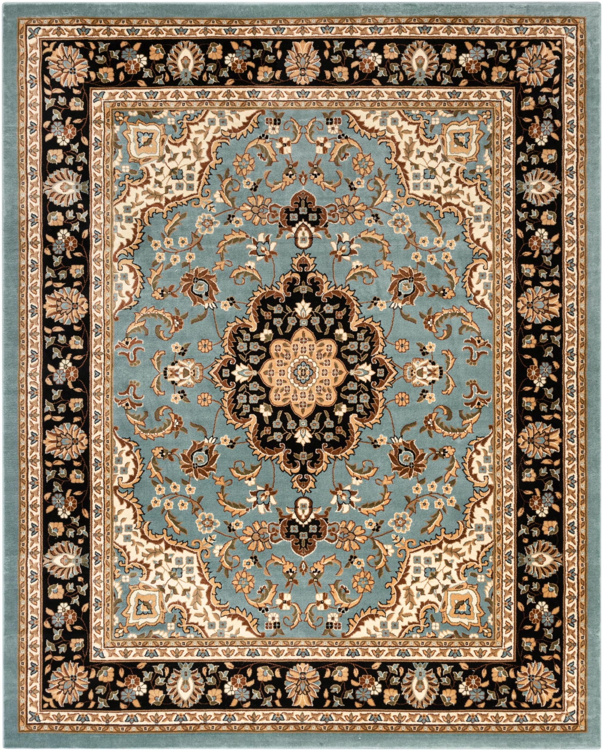Well Woven Barclay Collection Medallion Kashan Light Blue 8x10 Area Rug ...
