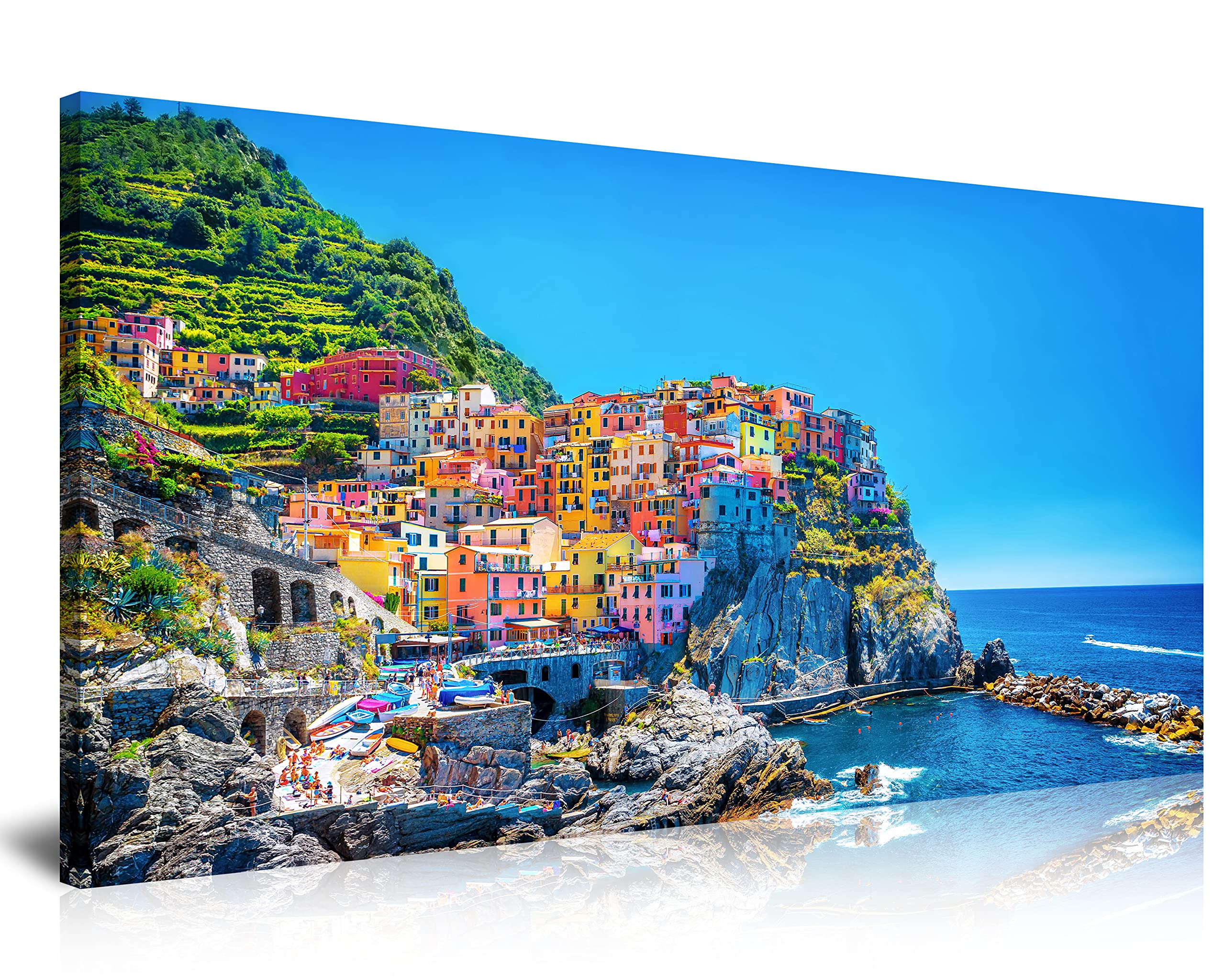 NAN Wind Modern Cinque Terre Coastal Serenity Canvas Wall Art Framed ...