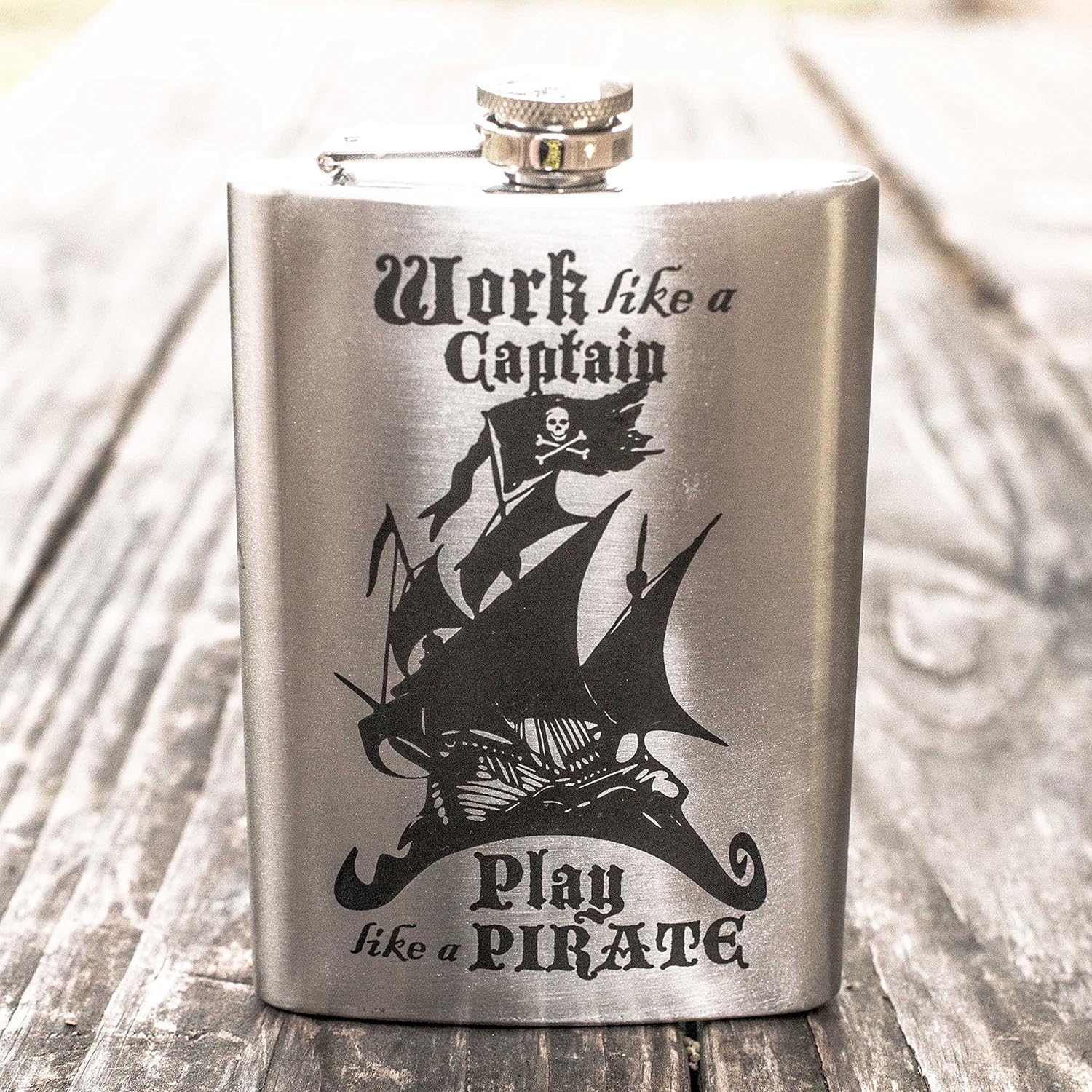 Amazon.com: 8oz Work like a Captain - Play like a Pirate Flask L1: Handmade