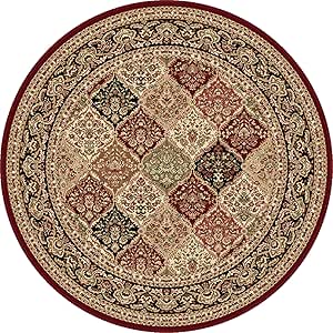 Amazon.com: Universal Rugs 104770 Red 6' Round Area Rug, 5-Feet 3-Inch ...