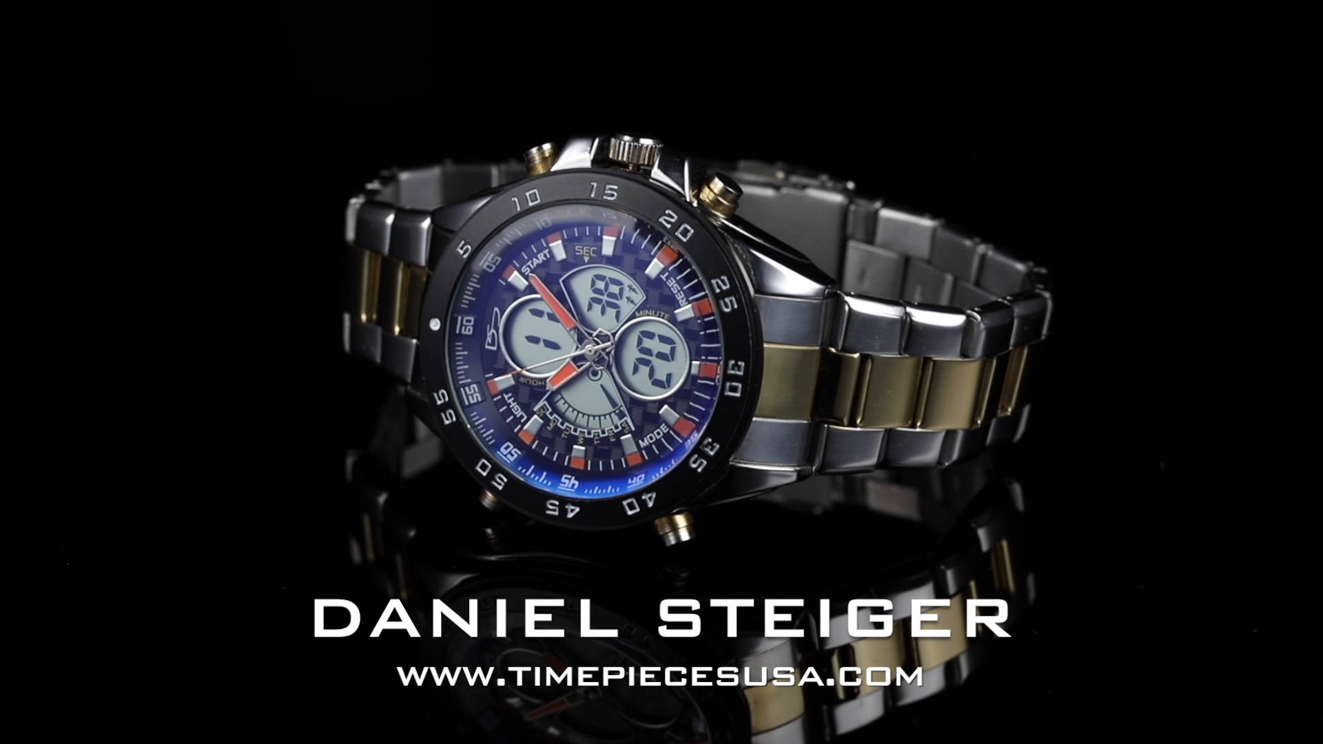 Watch Daniel Steiger Lazer Blue Two-Tone Analog Digital Multi-Function ...