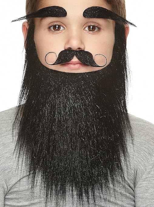 Amazon.com: Mustaches Fake Beard with Mustache and Eyebrows, Self ...