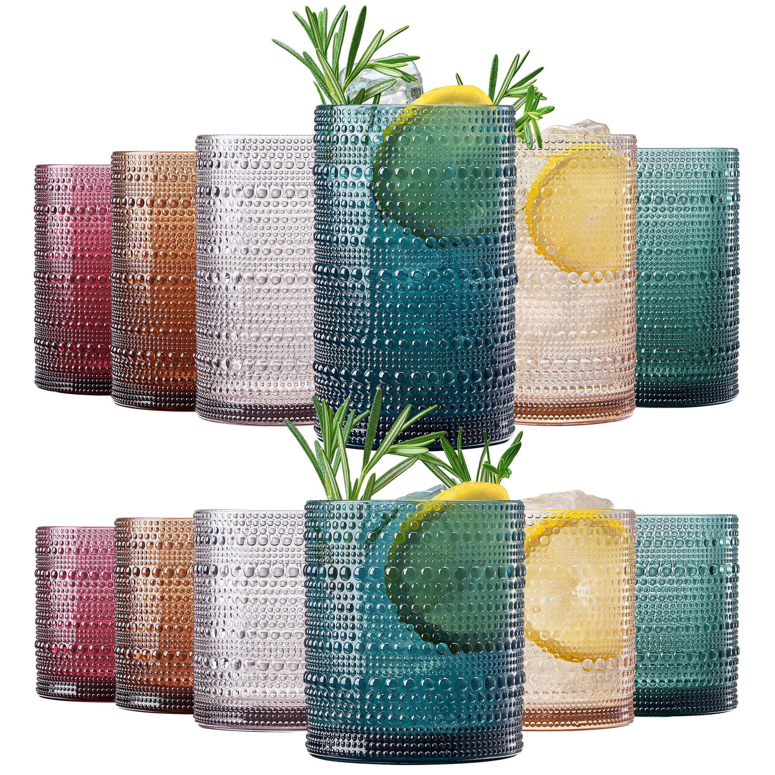 Classic Reusable Plastic Drinking Glasses, Hobnail Shatterproof | 6X 10 ...