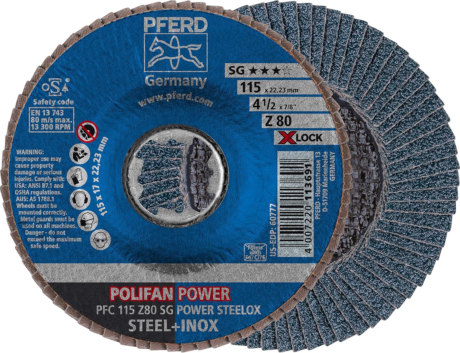 PFERD Fächerscheibe mit Leistungs-Linie Z STEELOX Polifan Power ...