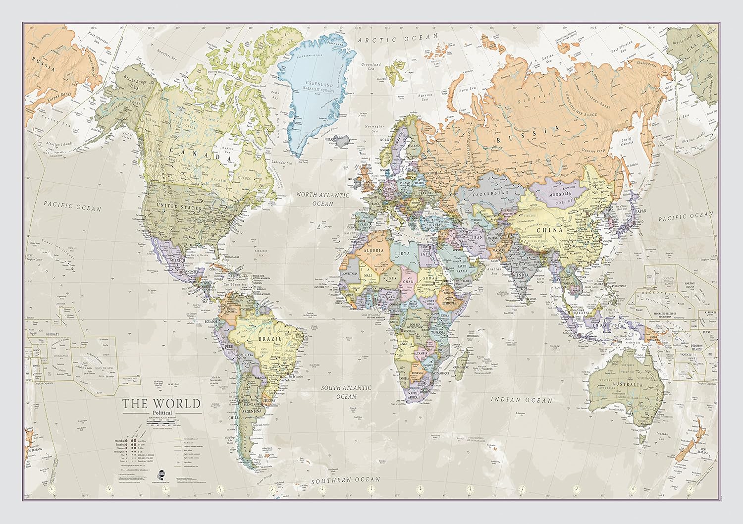 Maps International Weltkarte Poster Klassische - Vorderseite laminiert ...