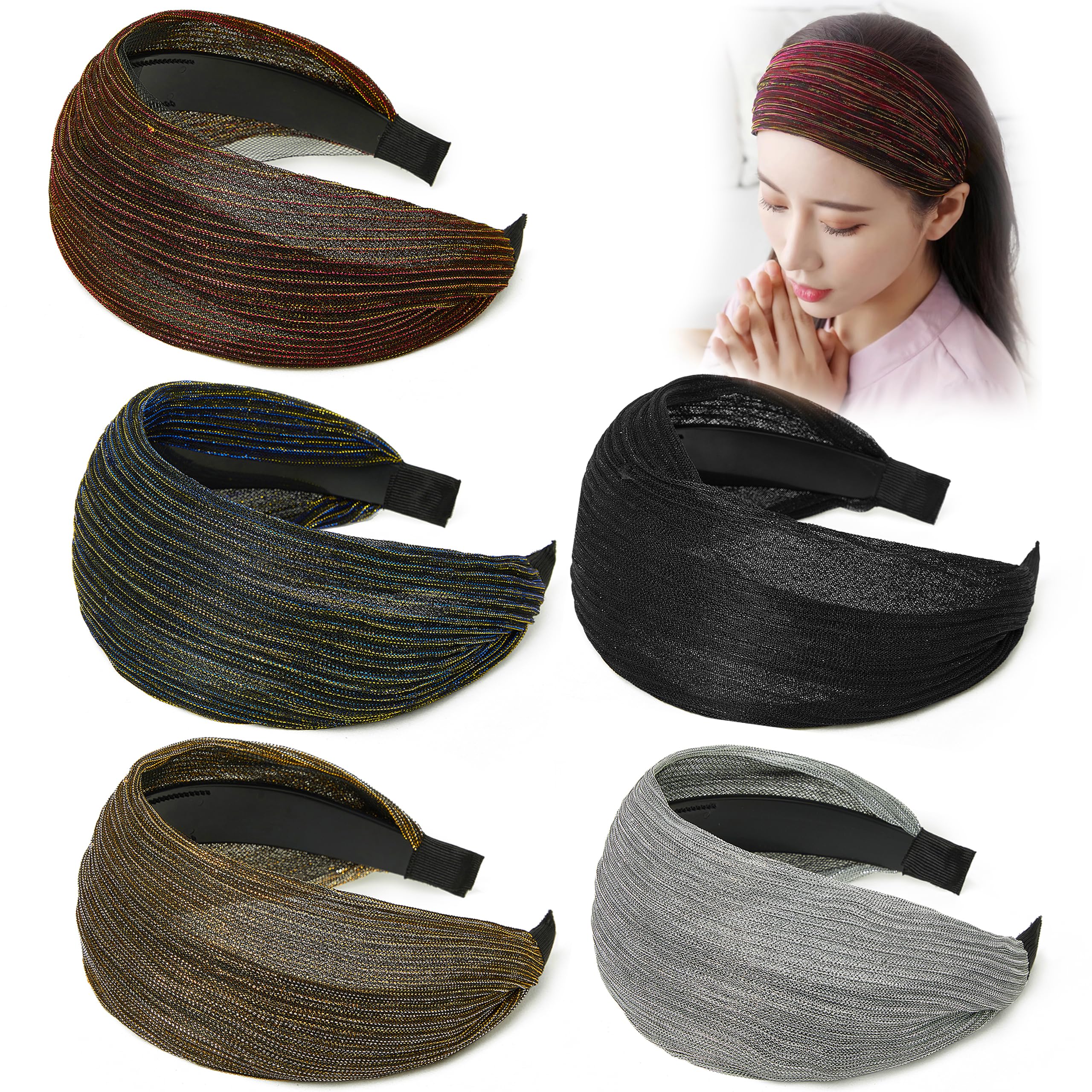 DORIS&JACKY Large Wide Lace Headbands Elegant Elastic Hairbands With ...