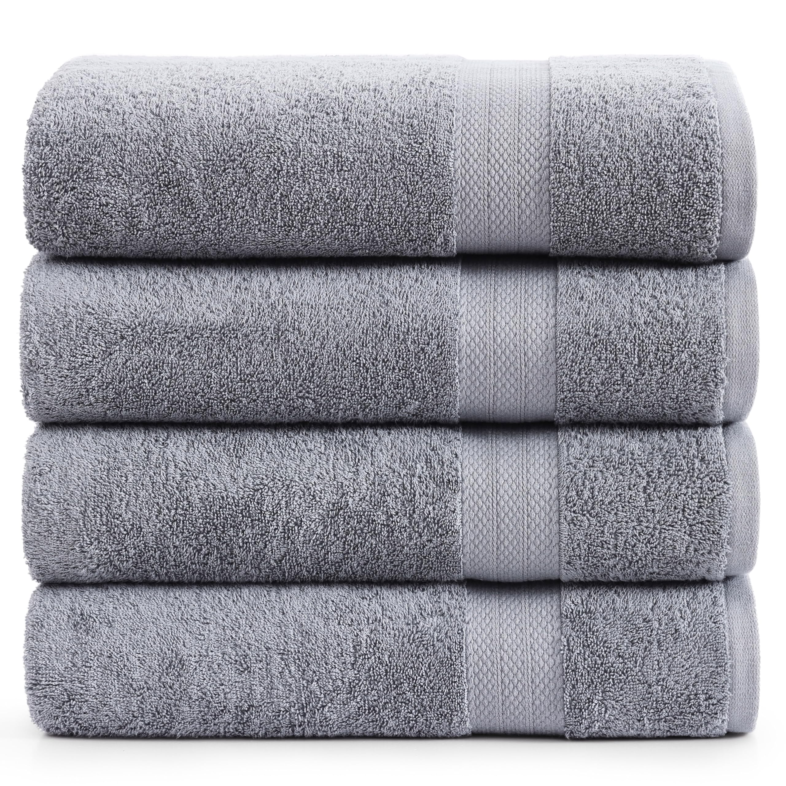 LANE LINEN 100% Cotton Extra Large Bath Towels Cum Bath Sheets - 4 Pack ...