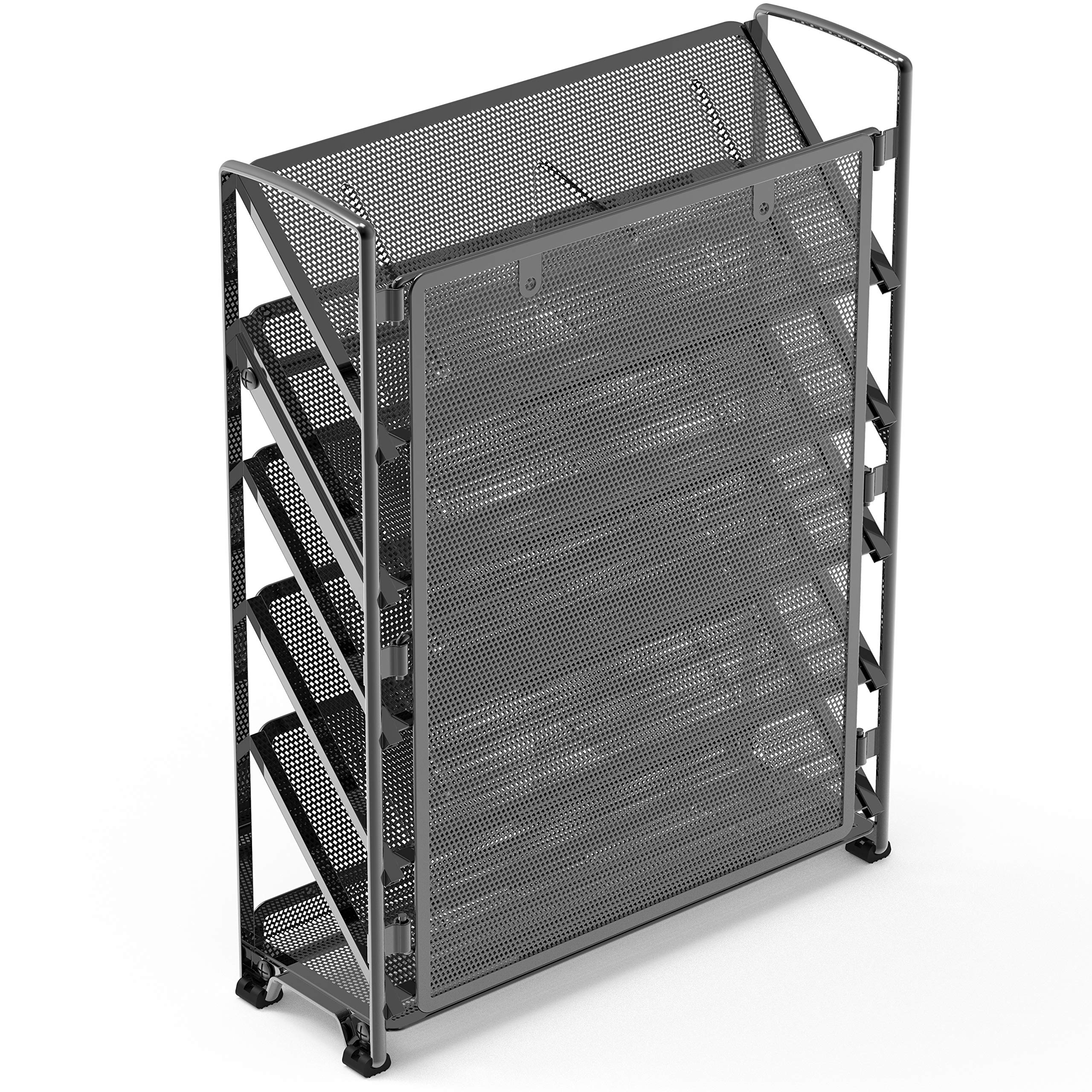 SimpleHouseware 6 Tier Wall Mount Document Letter Tray Organizer, Black ...