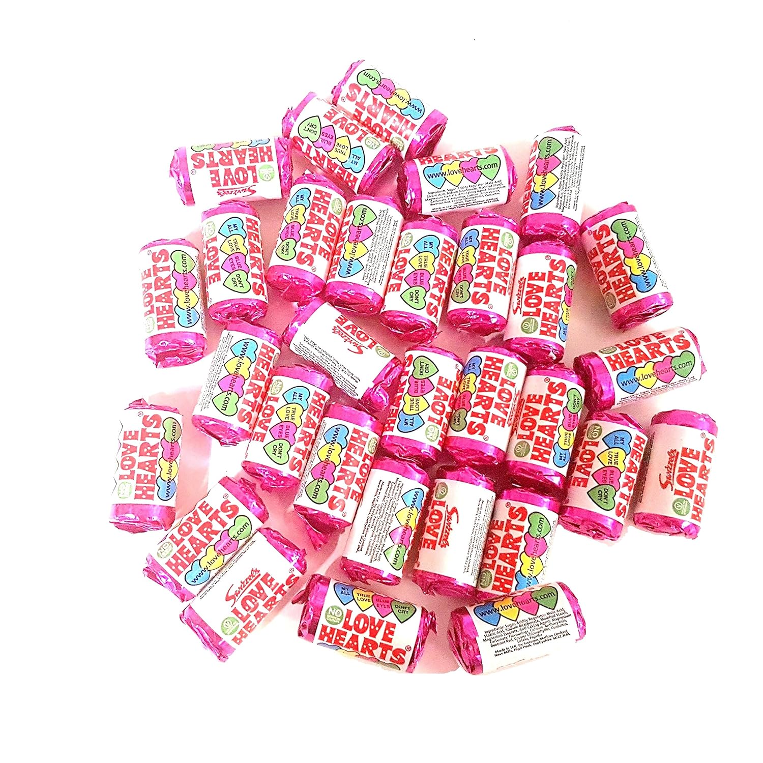 Love Hearts Mini Rolls Candy Sweets Swizzels Matlow (Pack of 30 ...