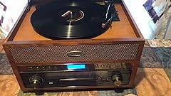 Amazon.com: 1byone Nostalgic Wooden Turntable Wireless Vinyl Record ...