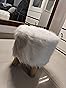 3M BROADWAY Fur Stool for Living Room Foot Rest Home ( White 14 x 14 x ...