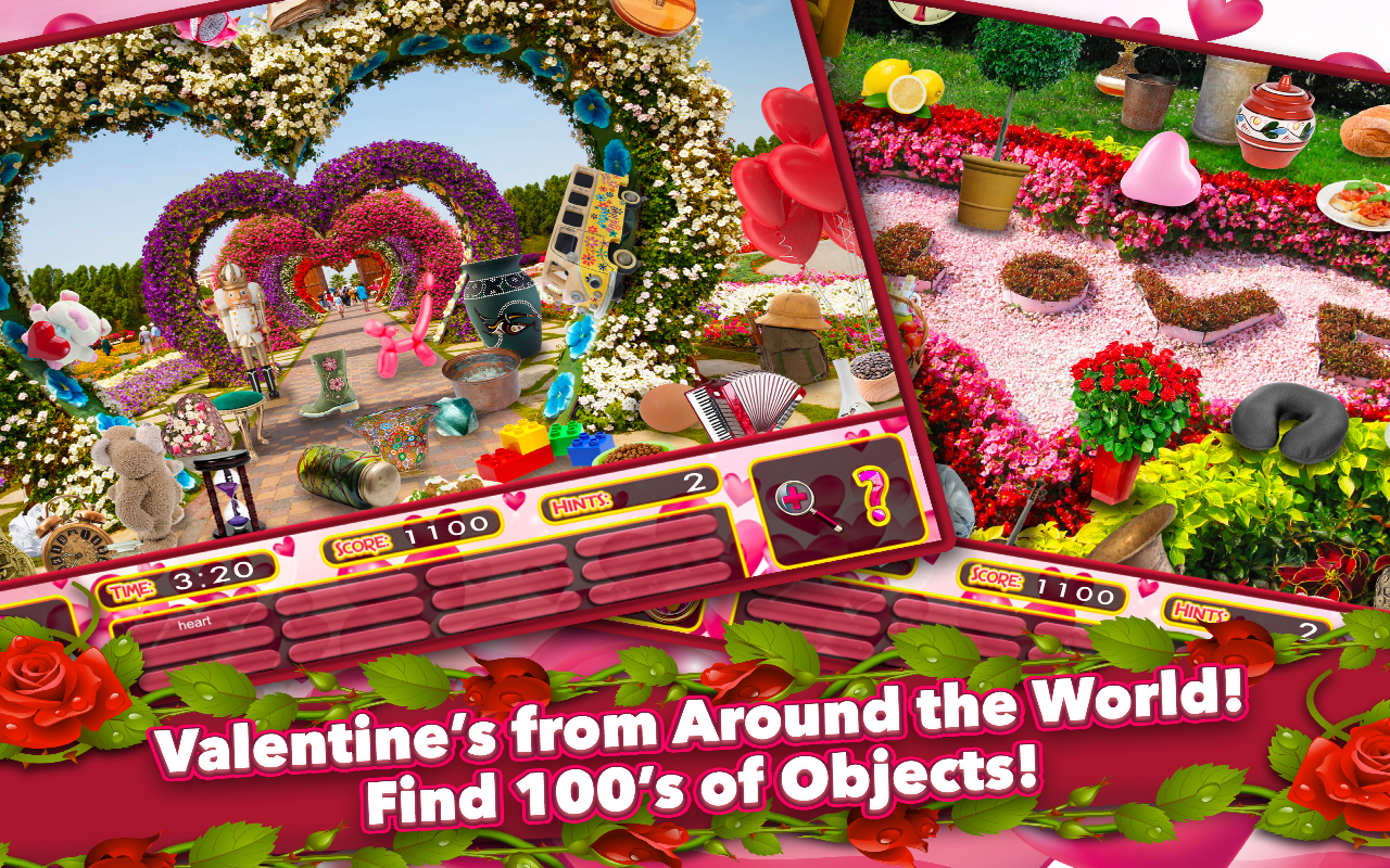 Hidden Object Valentine’s Day - Worldwide Heart Gardens Seek & Find ...