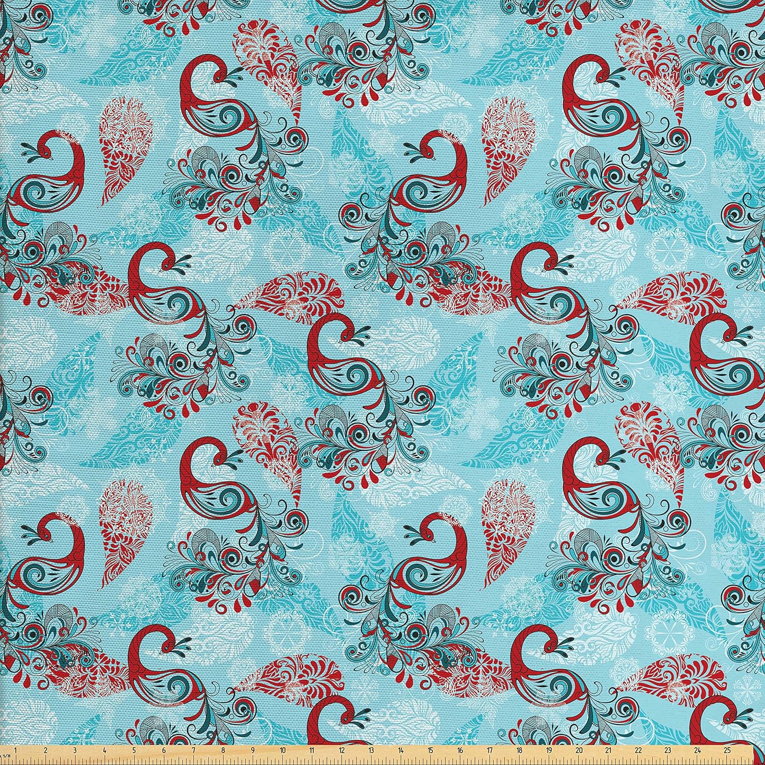 Amazon.com: Ambesonne Peacock Fabric by The Yard, Peacocks and ...