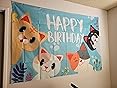 Amazon.com: Happy Birthday Banner Backdrop Sky Blue Cute Cat Theme ...