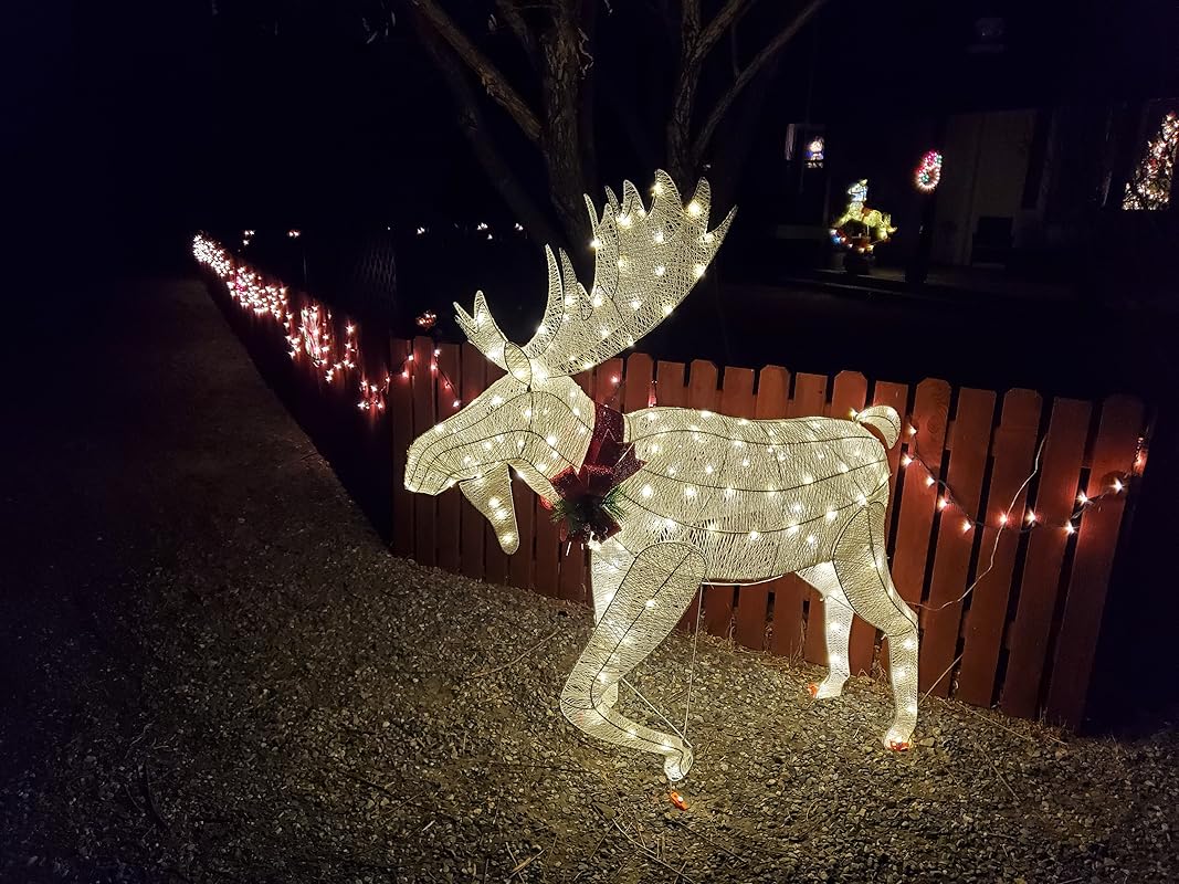 Cute Christmas Cotton Moose LED Yard Light 5ft