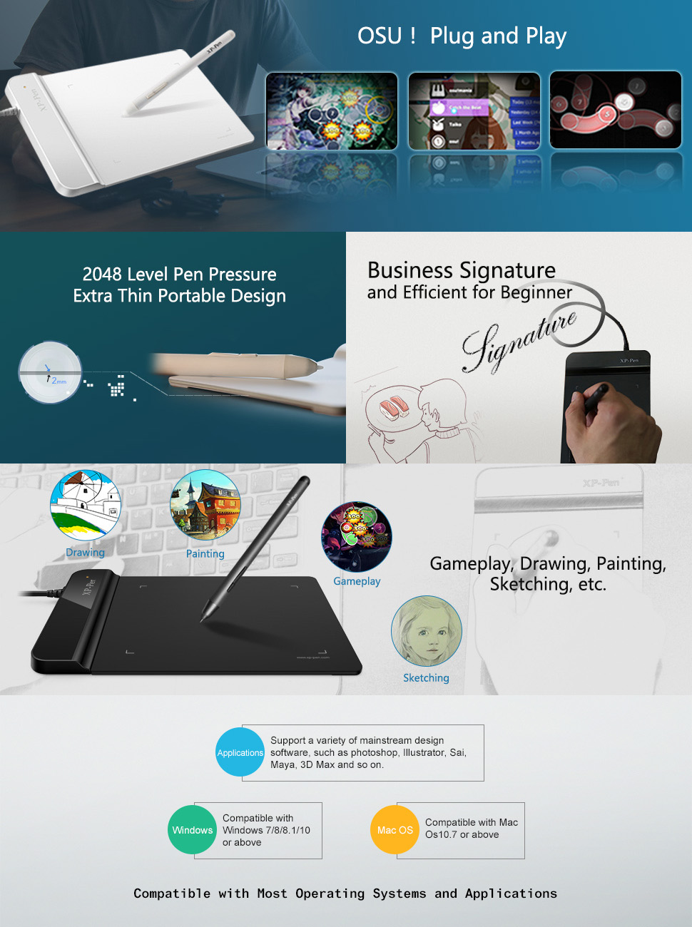 XP-Pen G430 Graphics Tablet 4x3 inch for osu! Art: Amazon.co.uk ...