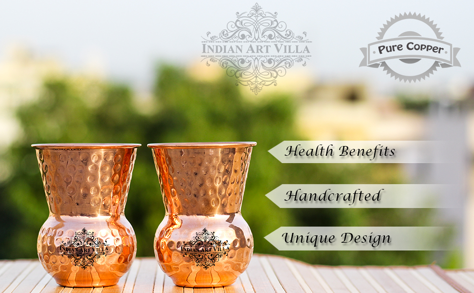 Buy Indian Art Villa Copper Glass Tumbler, Hammer Design, Drinkware ...
