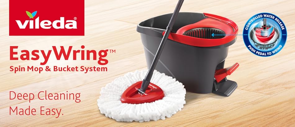 Vileda EasyWring Microfibre Spin Mop & Bucket Floor Cleaning System ...