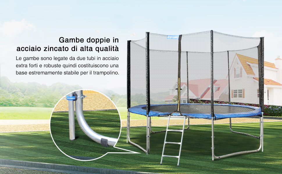 Songmics 305 cm Trampolino Elastico da Giardino Rete di sicurezza Scala ...