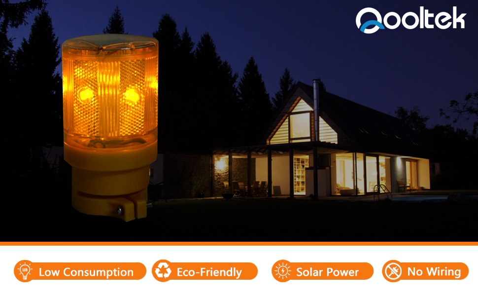 Amazon.com: Qooltek Solar LED Warning Lights Wireless Control Garden ...