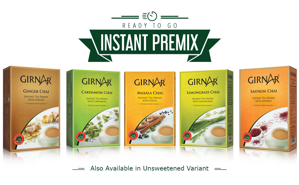 Amazon.com : Girnar Instant Chai/Tea Premix With Cardamom, 10 Sachet ...