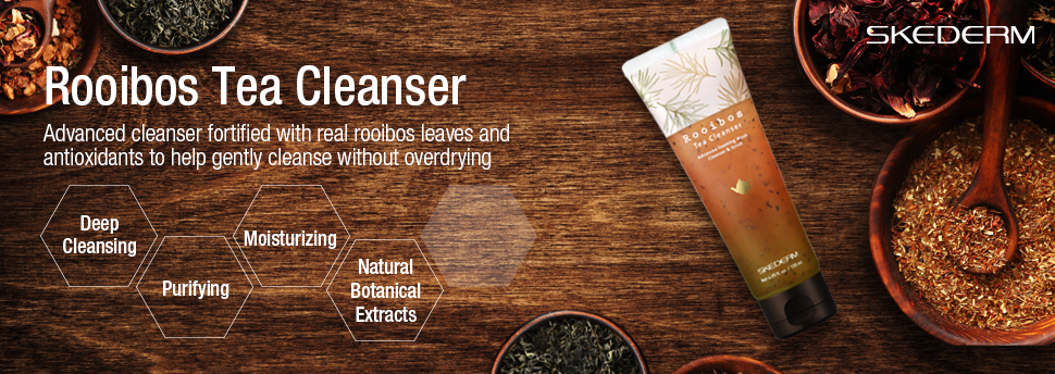 Amazon.com: SKEDERM Rooibos Tea Cleanser. Face Wash with Real Rooibos ...