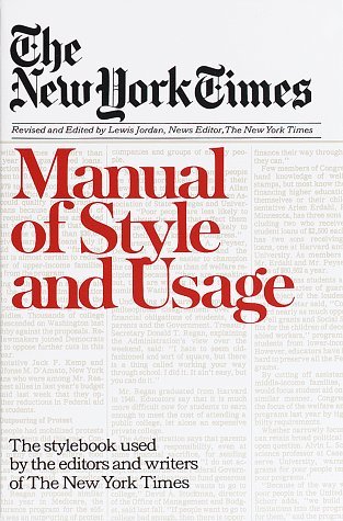 New York Times Manual of Style and Usage by Lewis Jordan | Goodreads