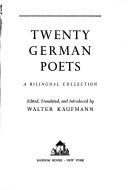 Twenty German Poets: A Bilingual Collection by Walter Kaufmann | Goodreads